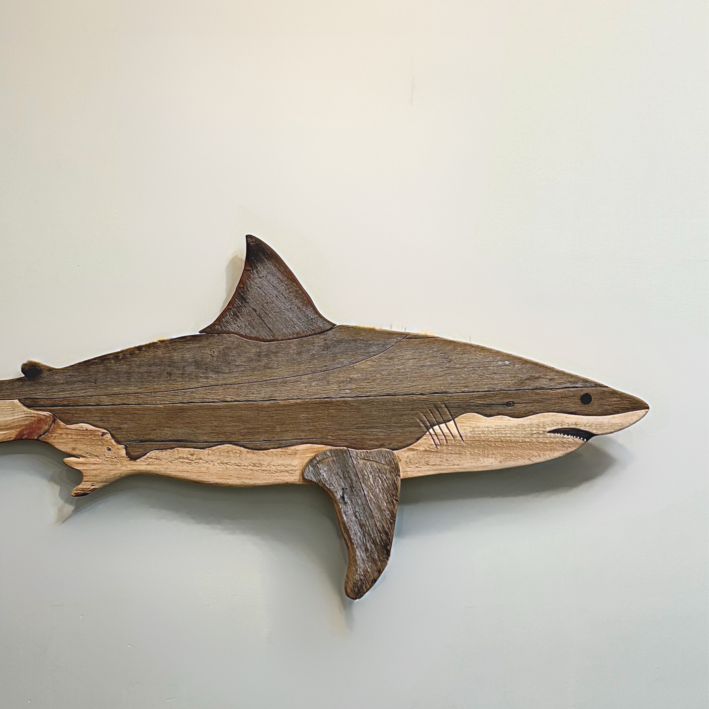 Wood Wall Art Shark Sculpture, Coastal Decor – 142 Wooden Heart